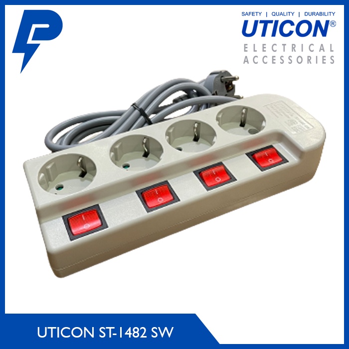 Jual STOP KONTAK 4 LUBANG SAKLAR MASING-MASING + KABEL UTICON ST-1482 ...