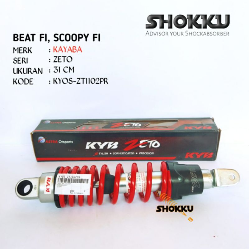 Jual SHOCKBREAKER / SHOCK BELAKANG BEAT FI, SCOOPY FI MERK KAYABA ZETO UKURAN 31CM ZT1102PR ...