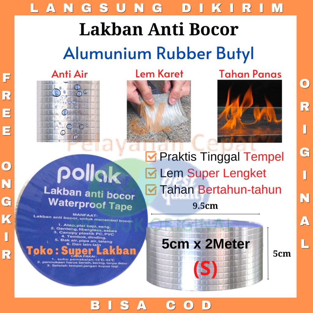 Jual Original Lakban Anti Bocor Anti Air Tahan Panas Aluminium Foil Asphalt Tambal Atap Lem ...