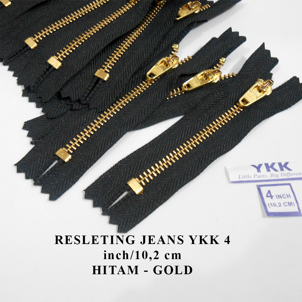 Jual Resleting Jeans YKK 4 inch/10,2 cm Hitam - Gold | Shopee Indonesia