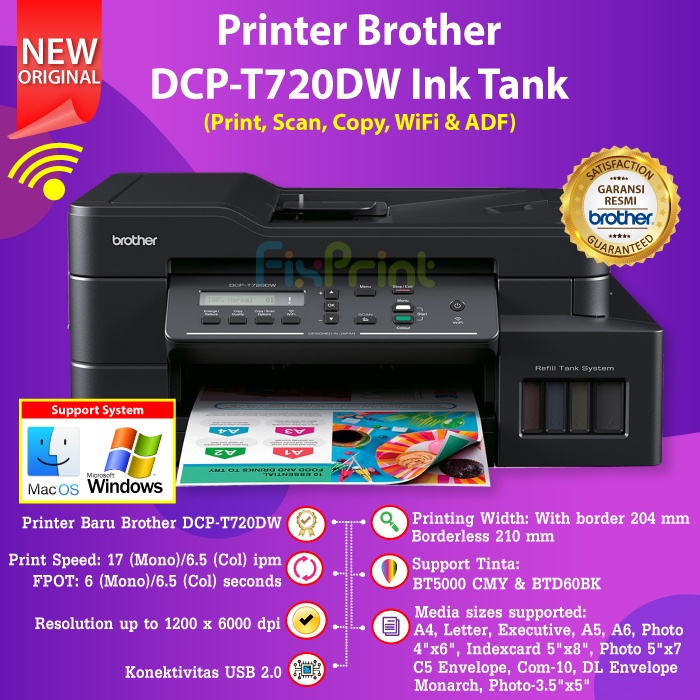 Jual Printer Brother DCP-T720DW T720 WiFi Print Scan Copy Tinta BT ...
