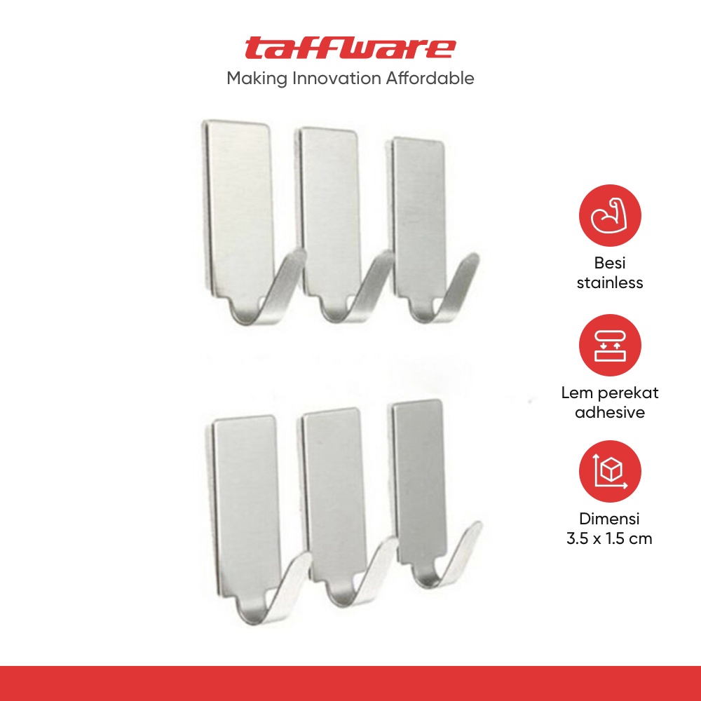 Jual Taffware Gantungan Serba Guna Adhesive 6 PCS - DWC13F | Shopee ...