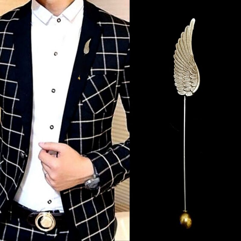 Jual Metal Rose Gold Angel Wing Lapel Pin Golden Pearl Bros Jas Kameja Tuxedo Mens Pria | Shopee ...