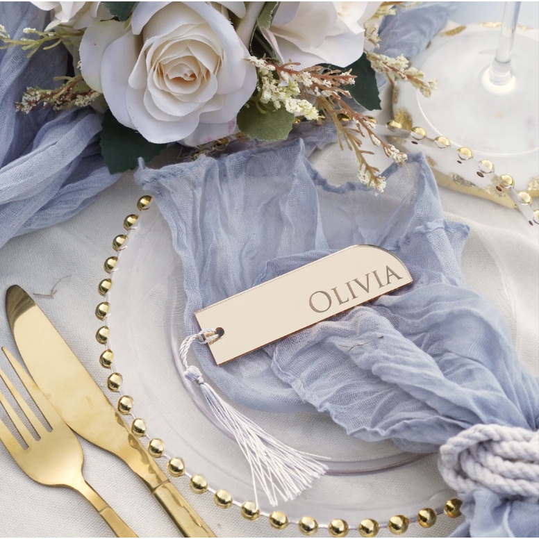 Jual Custom Hampers Tag Half Rectangle Label Tag Acrylic Mirror 9x2,5cm ...