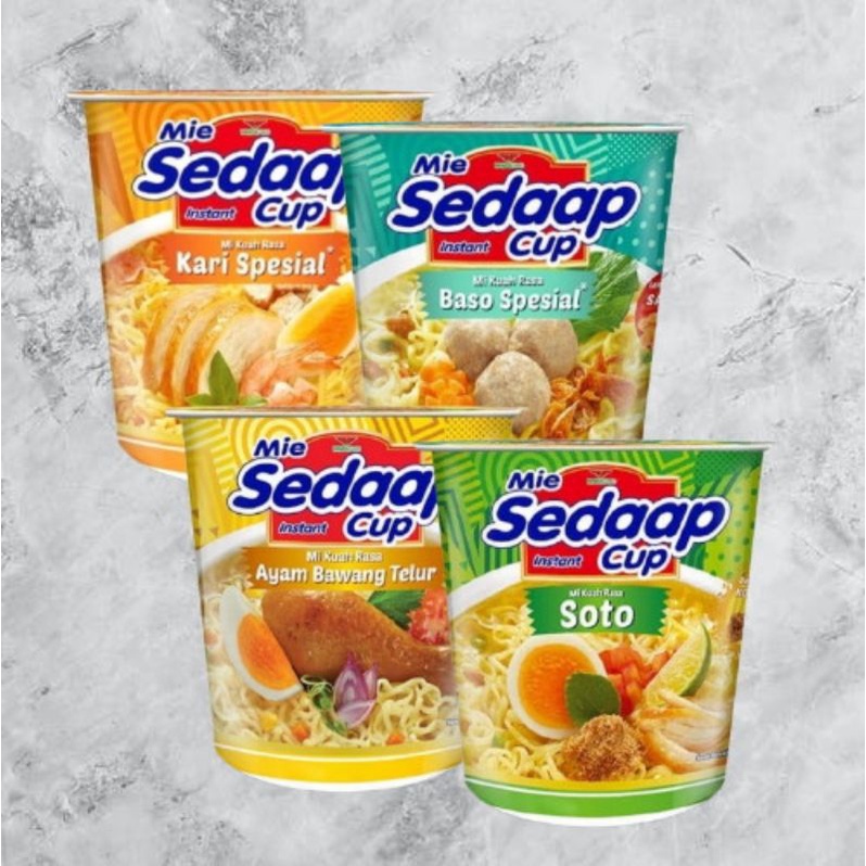 Jual MIE SEDAP CUP SOTO, AYAM BAWANG, BAKSO, & KARE / MIE INSTAN SEDAP ...