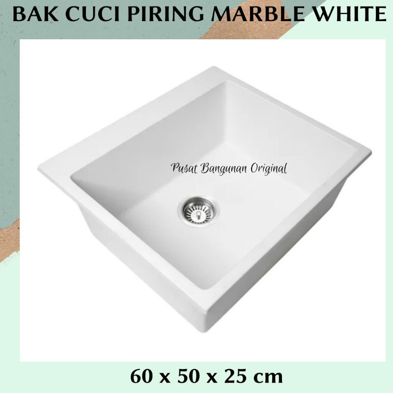 Jual BAK CUCI PIRING KITCHEN SINK WHITE PUTIH BAHAN MARBLE ANTI KARAT ...