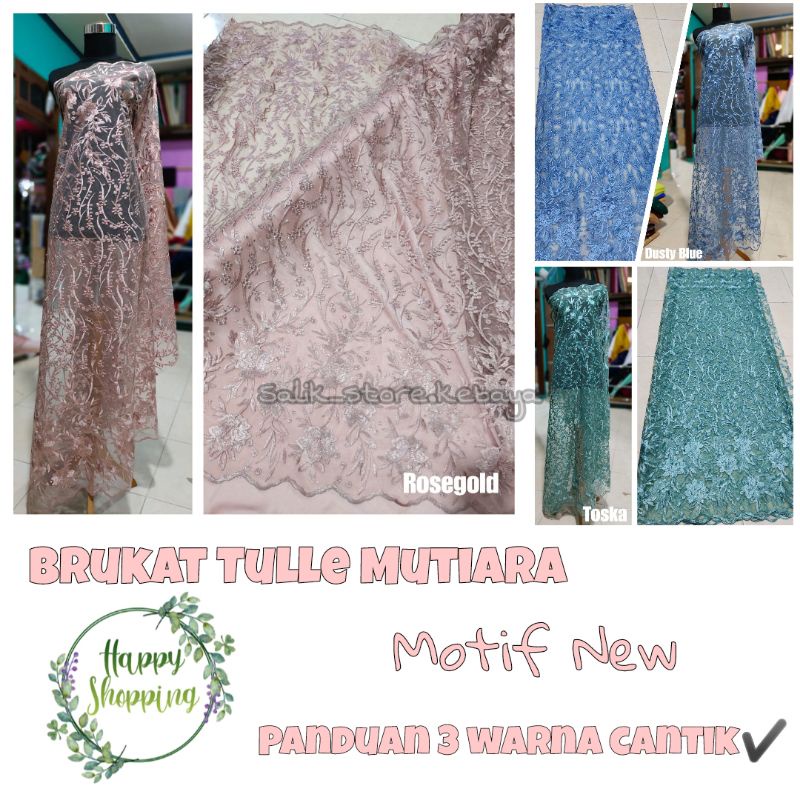 Jual Bahan Kain Brukat Brokat Kebaya Tulle Mutiara Gliter Motif New ...