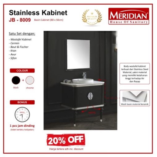 Jual Wastafel Kabinet Stainless MERIDIAN JB-8009 | Shopee Indonesia