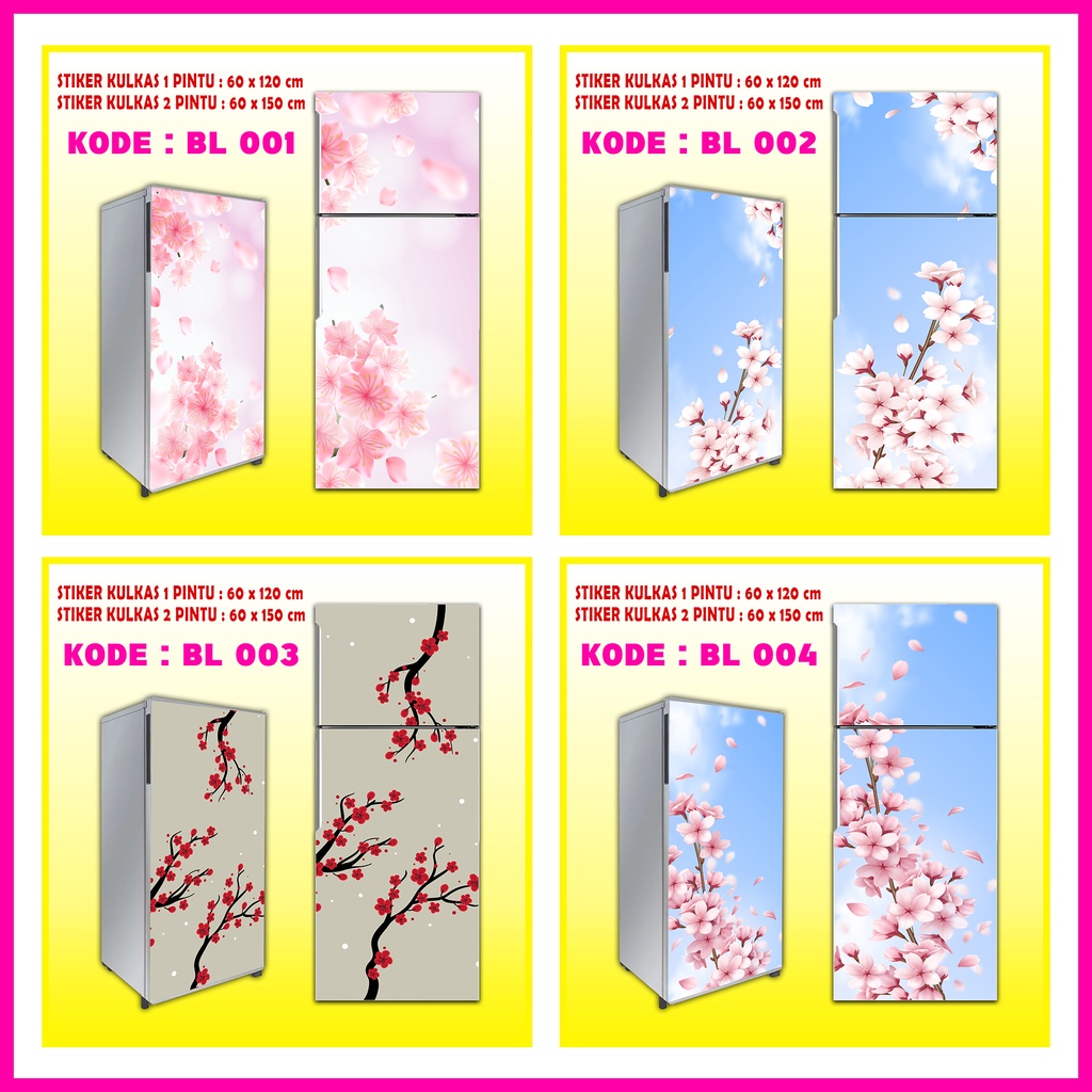Jual STIKER KULKAS 1 PINTU DAN 2 PINTU MOTIF BUNGA SAKURA CHERRY ...