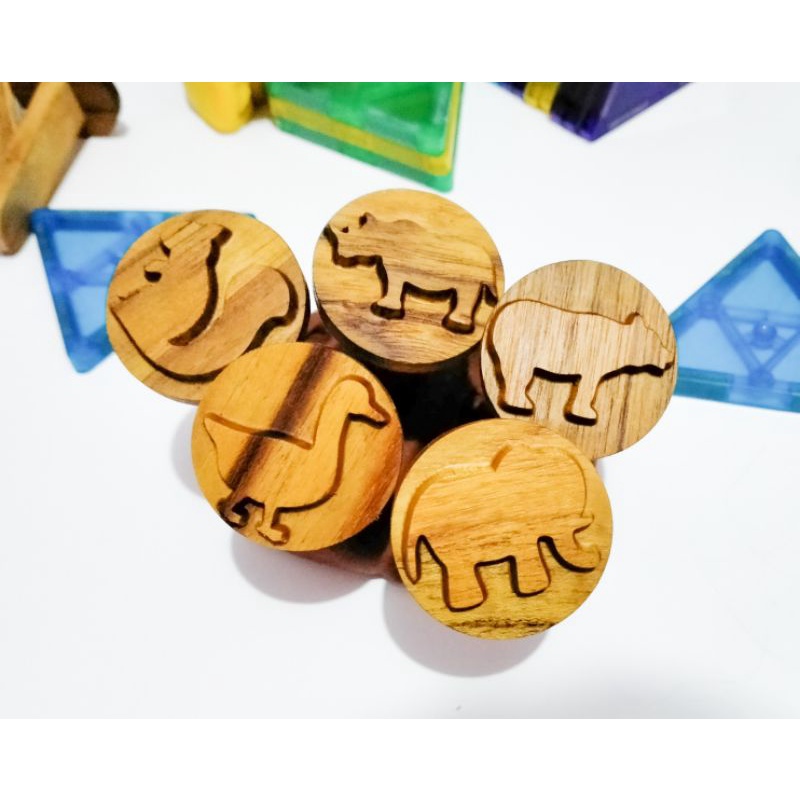Jual Wooden Stamp / Stempel Kayu Playdough ( 1 set 5pcs ) | Shopee ...