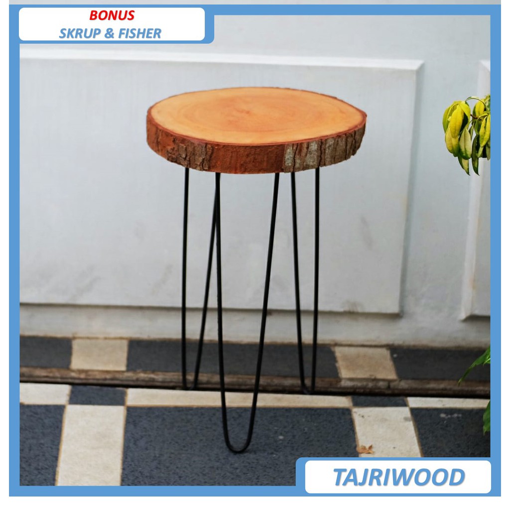 Jual Meja Kayu Bulat / Kursi Stool / Coffee Table / meja sudut ruangan ...