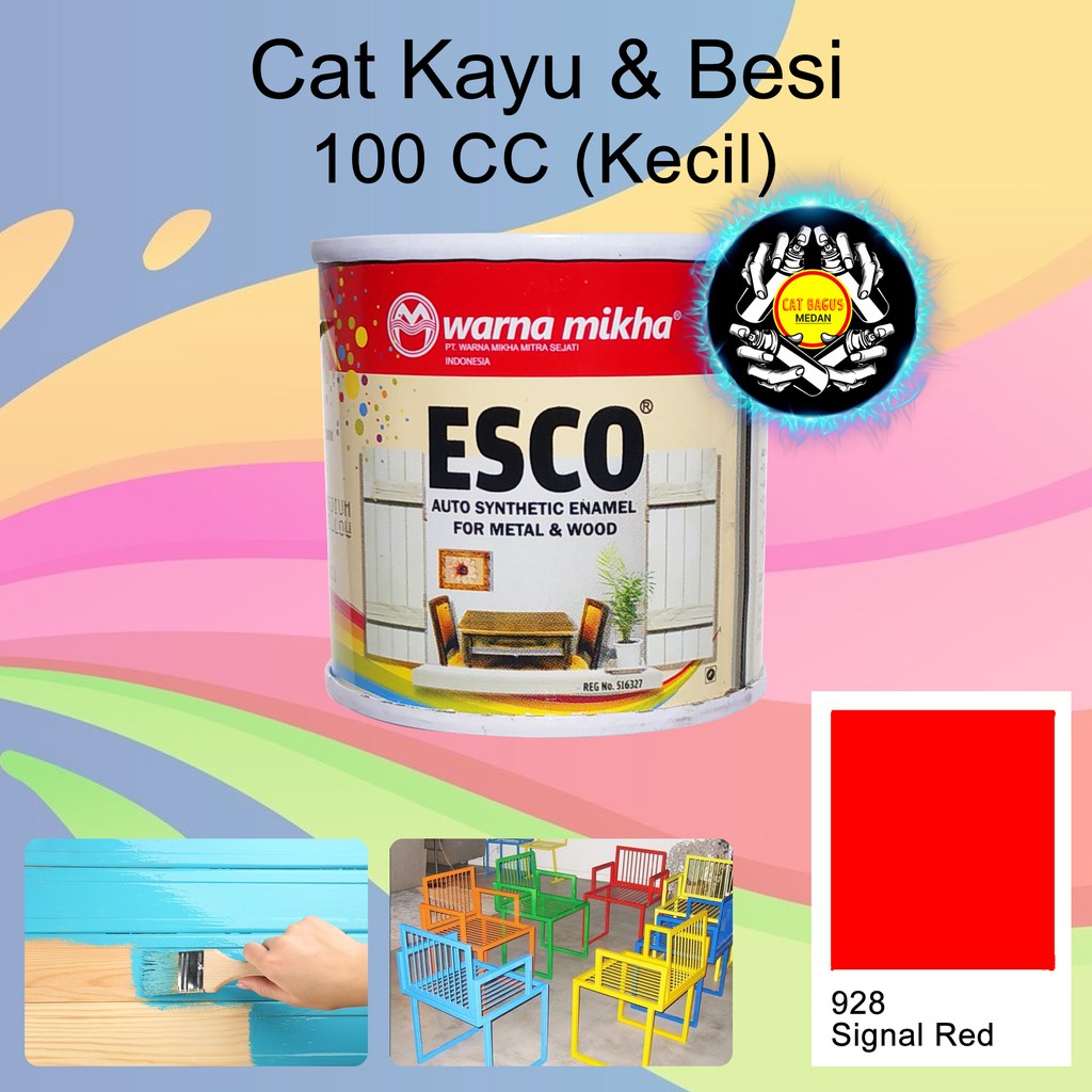 Jual CAT MINYAK KALENG KECIL WARNA 928 SIGNAL RED MERAH ESCO 100 CC 0,1 ...