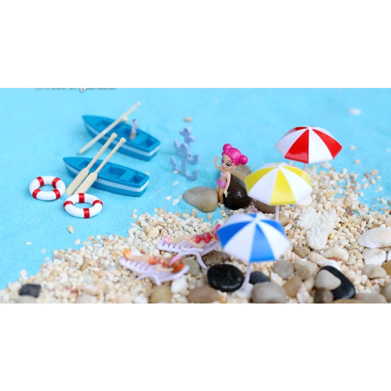 Jual miniatur orang di pantai, kursi, payung,jangkar, pelampung pantai ...