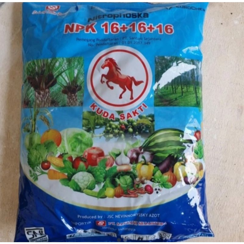 Jual Pupuk NPK NITROPHOSKA 16-16-16 cap Kuda Sakti original pabrik 1 KG ...