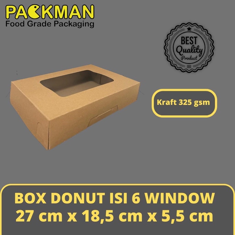 Jual BOX DONUT ISI 6 WINDOW / DUS KUE / BROWNIS / BAHAN KRAFT WINDOW ...