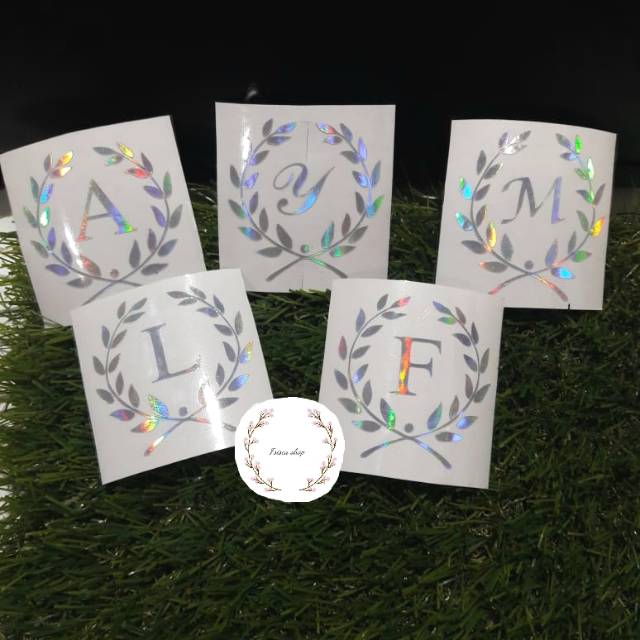 Jual Inisial nama sticker nama hologram wreath leaf 01 | Shopee Indonesia