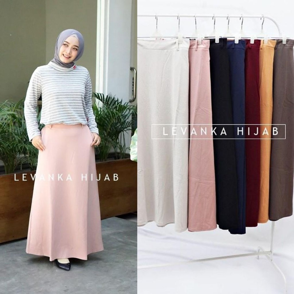Jual Rok polos model A Line atau Rok Kerja semi Span bahan Scuba Crepe ...