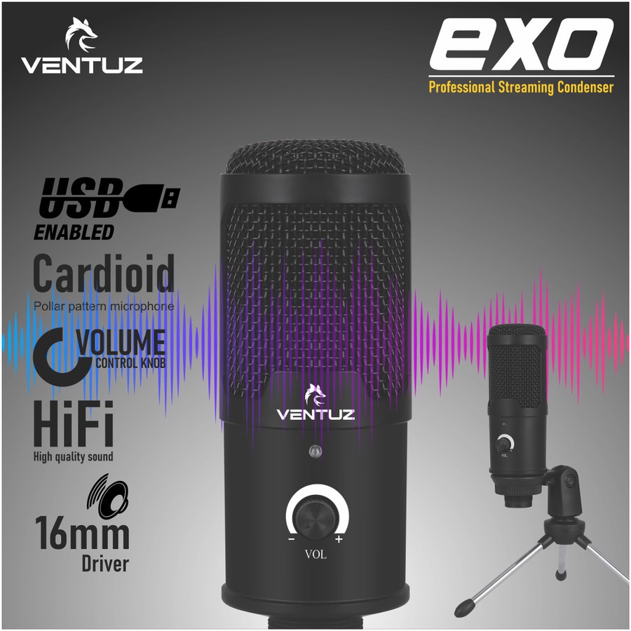 Jual VENTUZ EXO - USB condenser microphone with stand - mikrofon ...