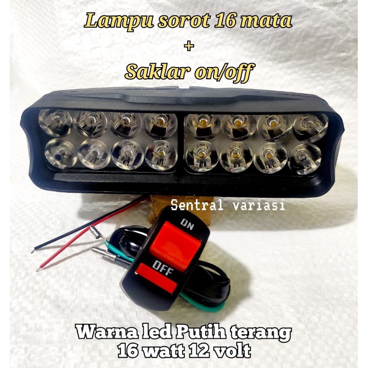 Jual Lampu Putih Led 16 mata plus saklar on off/led 16 mata 16 watt 12 ...