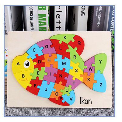 Jual ( AIC ) Wooden Puzzle 26 Alphabet Complete set / Wooden Puzzle ...
