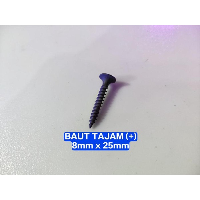 Jual Baut Sekrup Tajam 8x25mm Hitam Lubang (+) | Shopee Indonesia