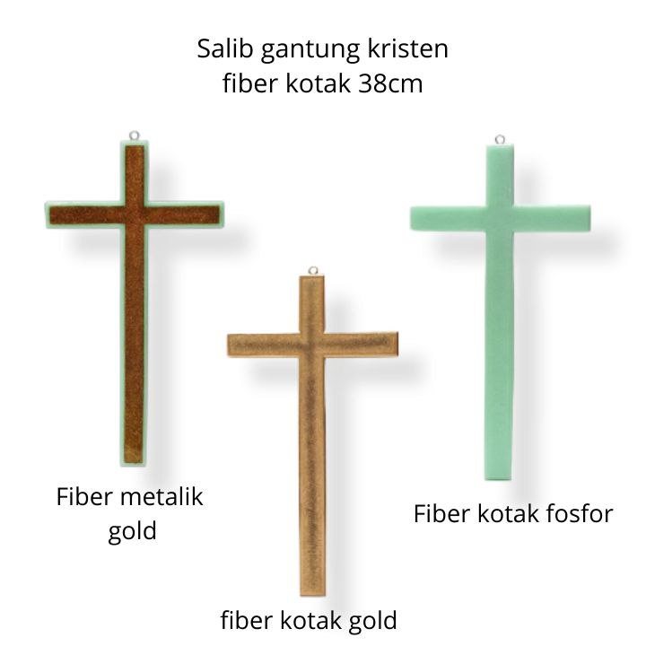 Jual Salib Gantung Dinding Kristen Polos Fiber Kotak Gold SGK 38cm ...
