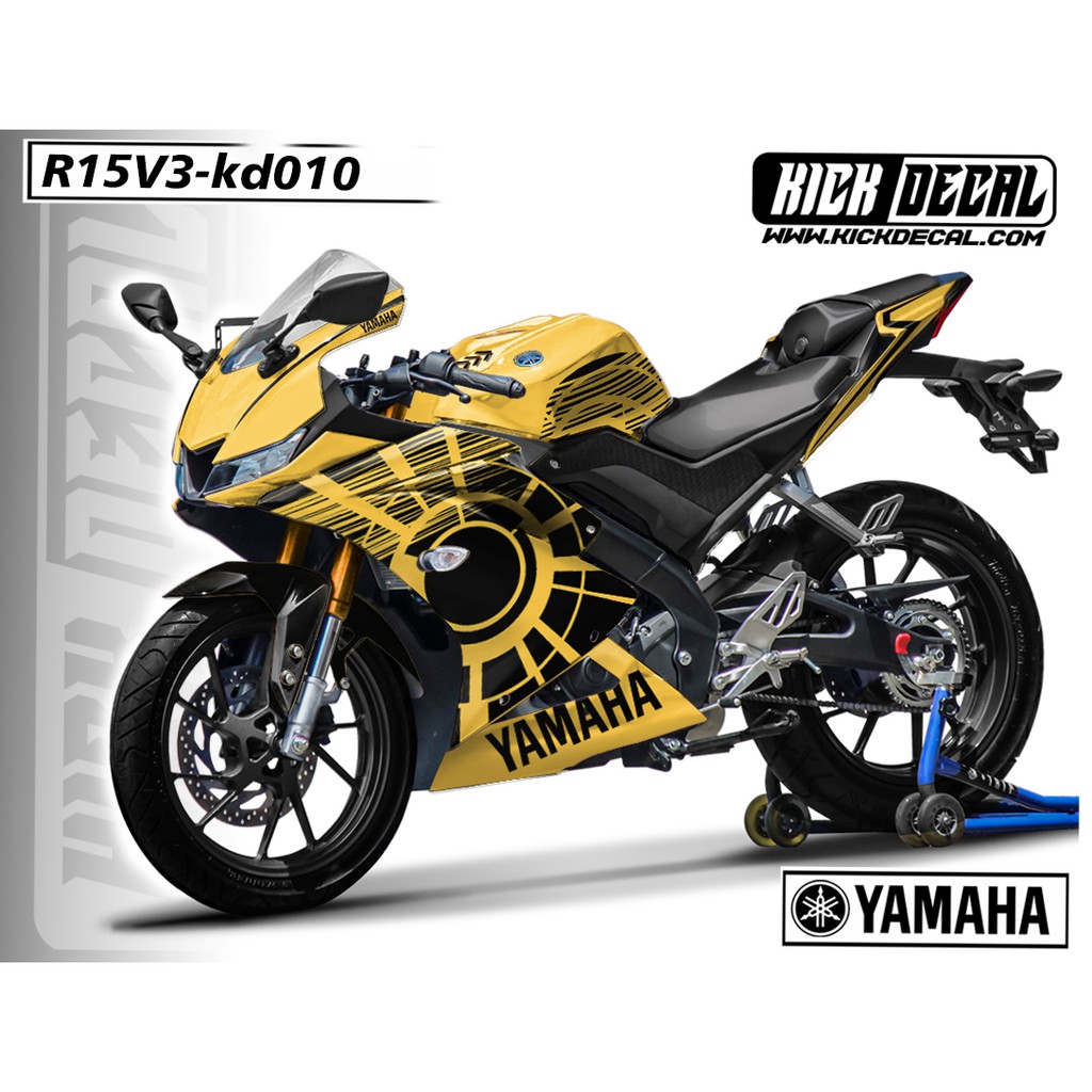 Jual STICKER DECAL MOTOR YAMAHA R15 V3 WARNA KUNING - KD010 | Shopee ...