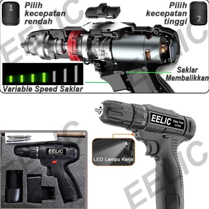 Jual Eelic Meb-Dc120 Alat Listrik Mesin Bor / Obeng Lithium Cordless ...