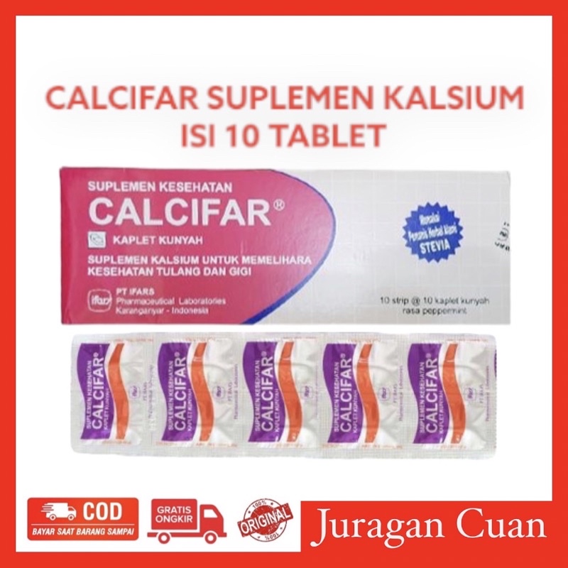 Jual CALCIFAR STRIP ISI 10 TABLET SUPLEMEN KESEHATAN KALSIUM UNTUK ...