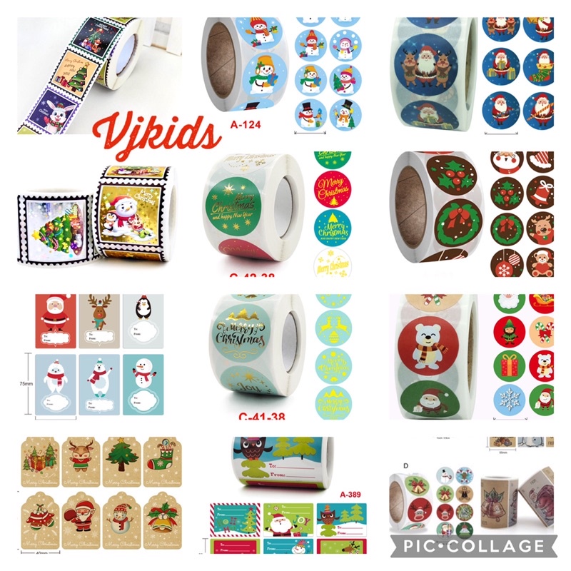 Jual stiker natal roll , stiker label 50,100 dan 500 pcs menghias kado ...