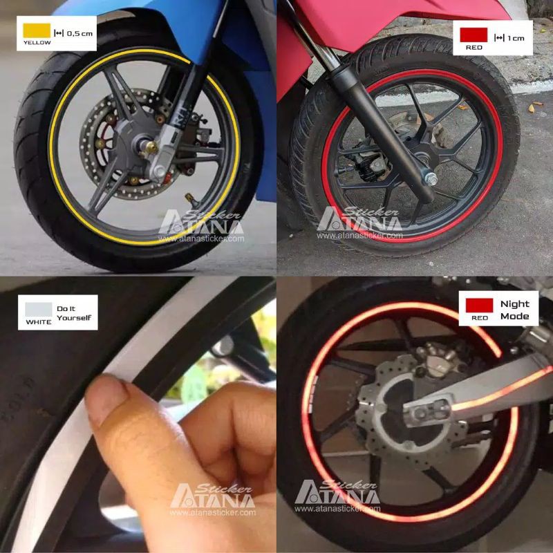 Jual Aksesoris list velg gulung polos motor sepeda mobil lebar 1cm ...