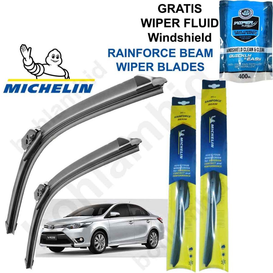 Jual WIPER MOBIL VIOS 2013-Up MICHELIN Rainforce Beam FRAMELES 2Pcs (kn ...