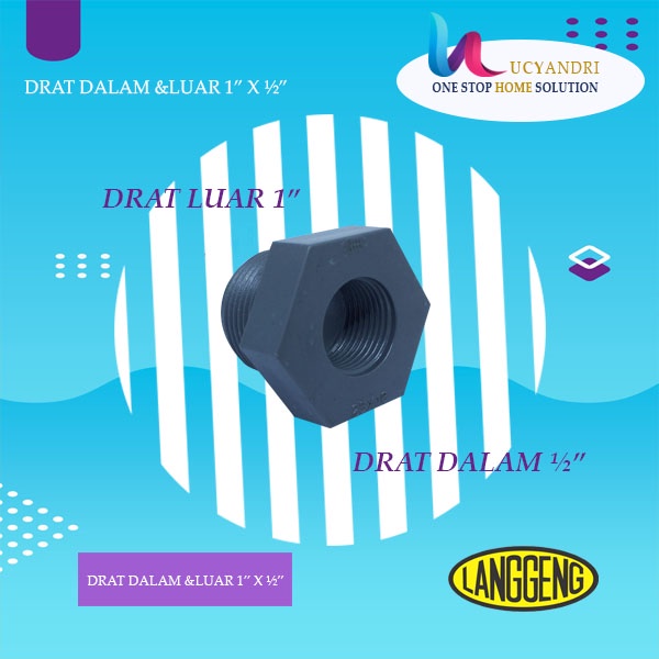 Jual VALVE VERLOP RING PVC 1 X 1/2" INCH LANGGENG SOCK DRAT LUAR DALAM ...