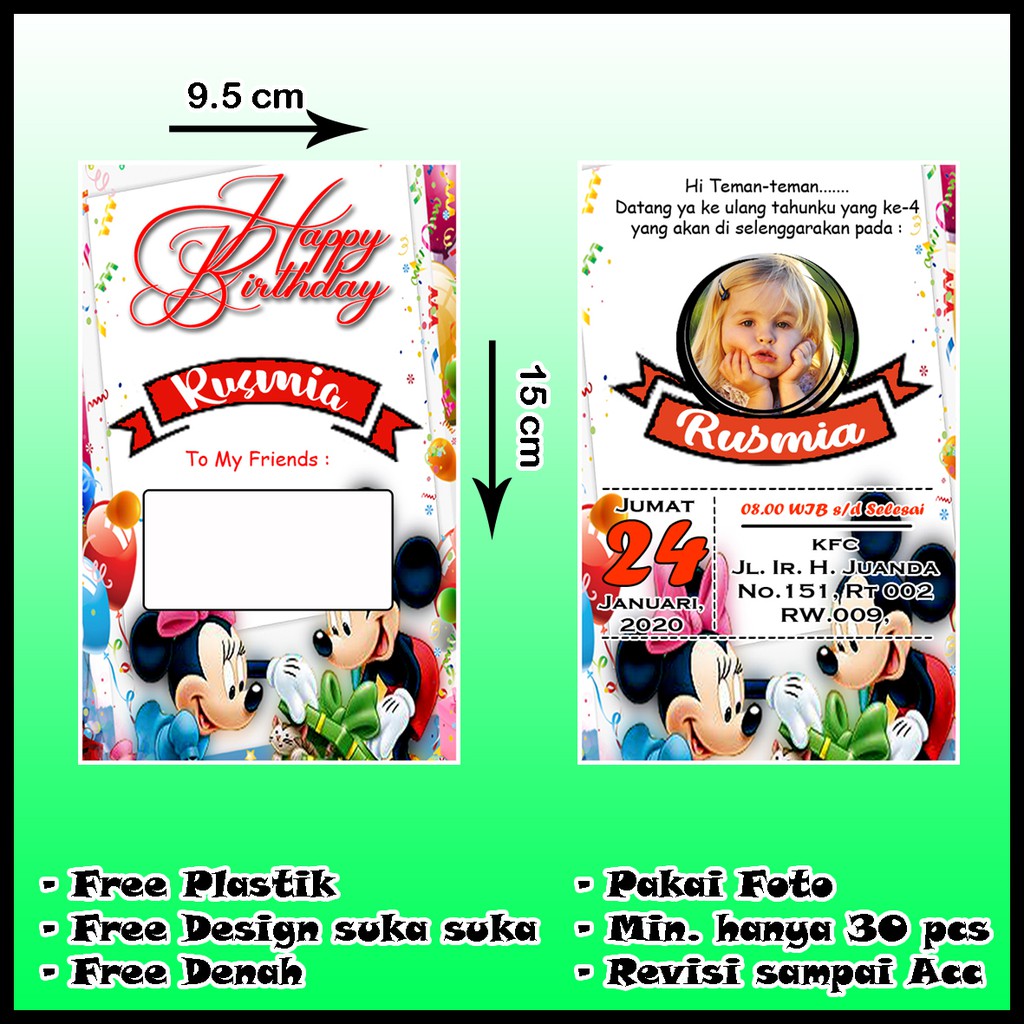 Jual UT 02 UNDANGAN ULANG TAHUN ULANG TAUN KHITAN KHITANAN SUNAT ...