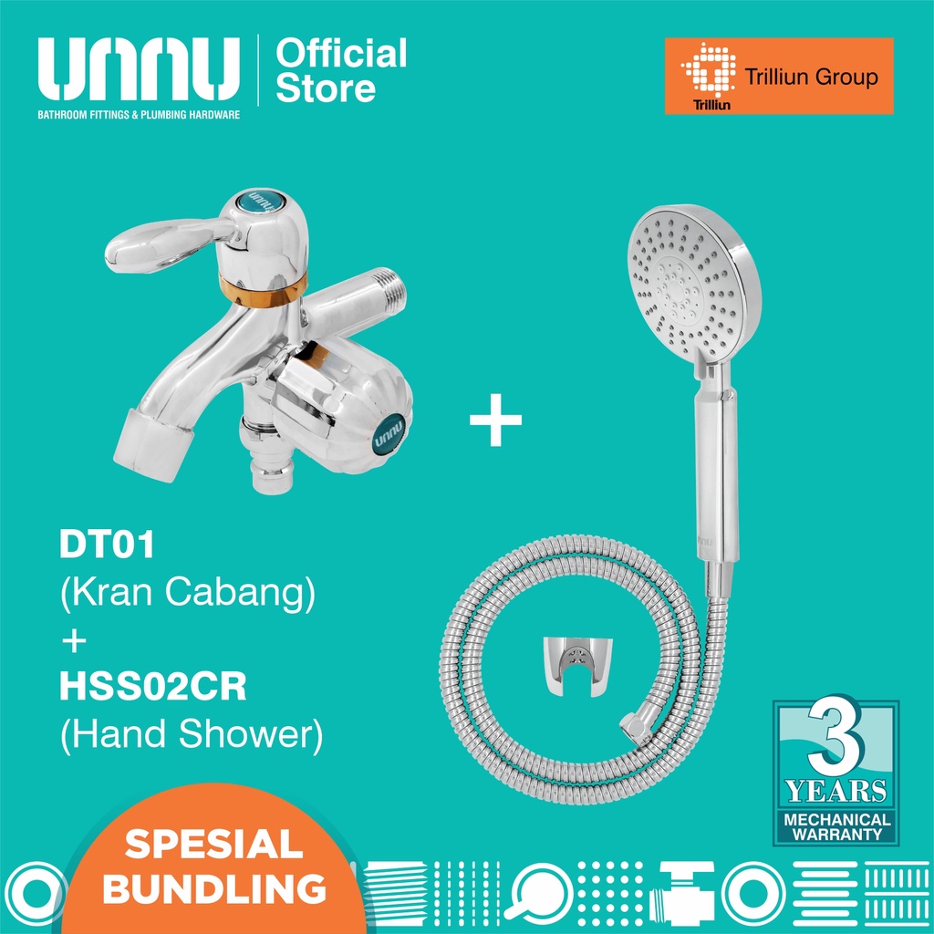 Jual UNNU Kran Cabang - DT01 1/2" + Hand Shower - HSS02CR (SET ...
