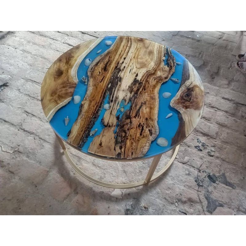 Jual Meja Caffe bulad motif resin, elegant class, kayu jati combinasi ...
