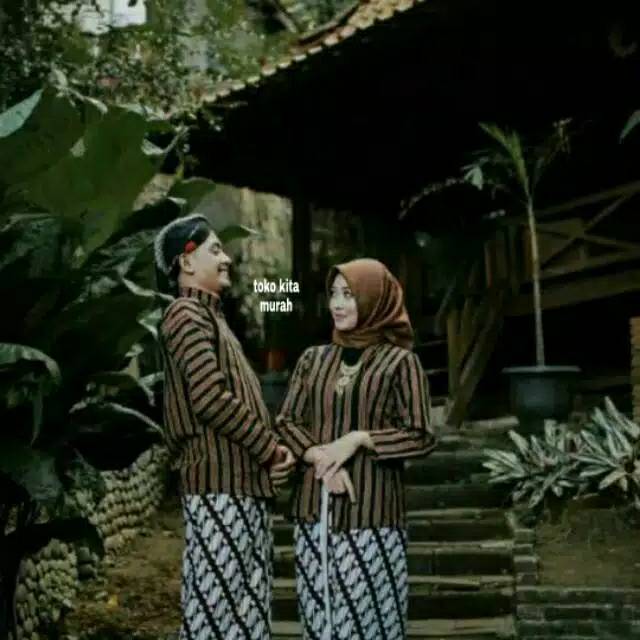 Jual Baju Surjan Lurik+Kebaya +Blangkon / Baju Adat Jawa Khas Jogja Solo / Baju Coupel Lurik/Set ...