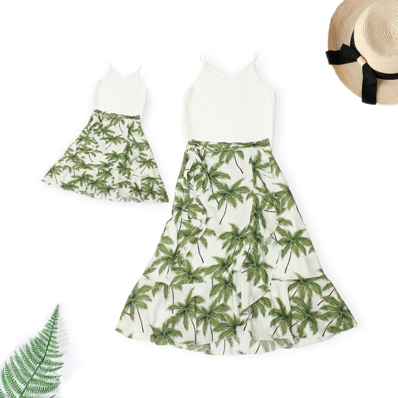 Jual Mother & Daughter Aloha Coconut Tree Casual Dress Set Sz 90-150 ...