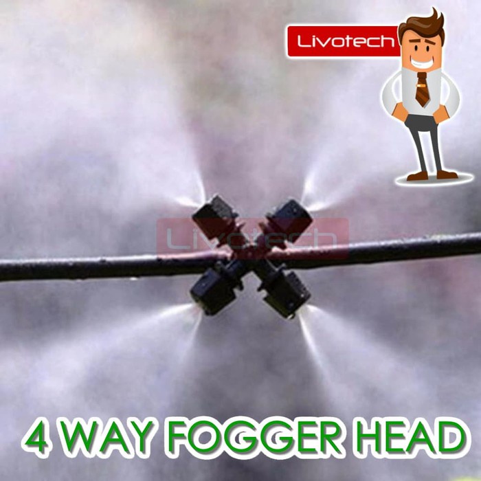 Jual 4 Way Fogger Head Kepala Sprayer Nozzle Misting Spray Black Hitam ...
