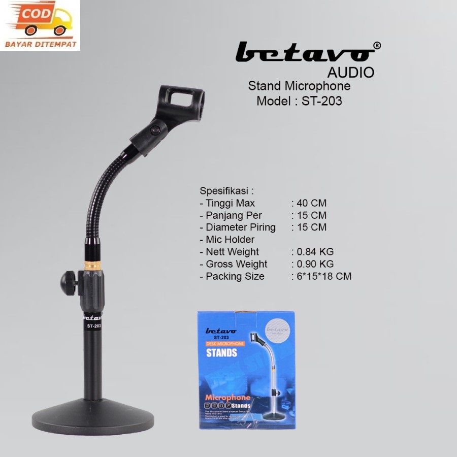 Jual Stand Mic meja betavo ST 203 tripod mic bahan besi | Shopee Indonesia