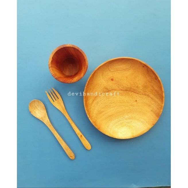 Jual piring kayu/piring makan/piring bulat 20cm/piring makan kayu ...
