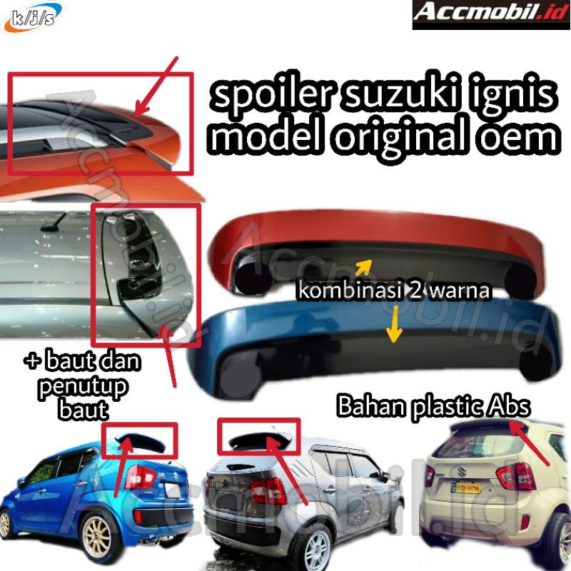 Jual spoiler suzuki ignis plastic abs kombinasi dua warna dual tone ...