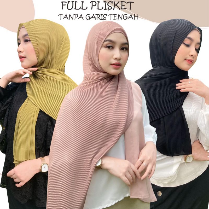 Jual Pashmina Full Flisket Tampa Garis Tengah Hitam Hijab Jilbab ...