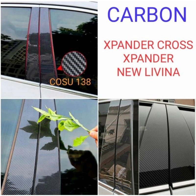 Jual Sticker Stiker Pilar Pintu PC Carbon Karbon Glossy Xpander ...