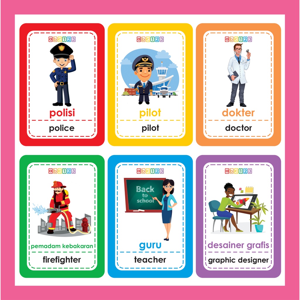 Jual Flashcard Pekerjaan Job Kartu Pintar Belajar Edukasi Flash Card ...