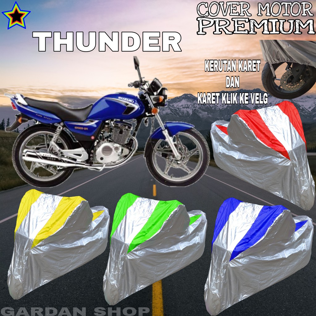 Jual Sarung Motor THUNDER Silver KOMBINASI Body Cover Penutup Motor ...