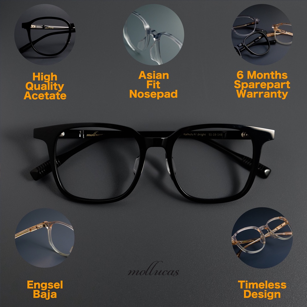 Jual Mollucas-Kaihulu Midnight Black-Gratis Lensa Minus/Plus/Silinder ...