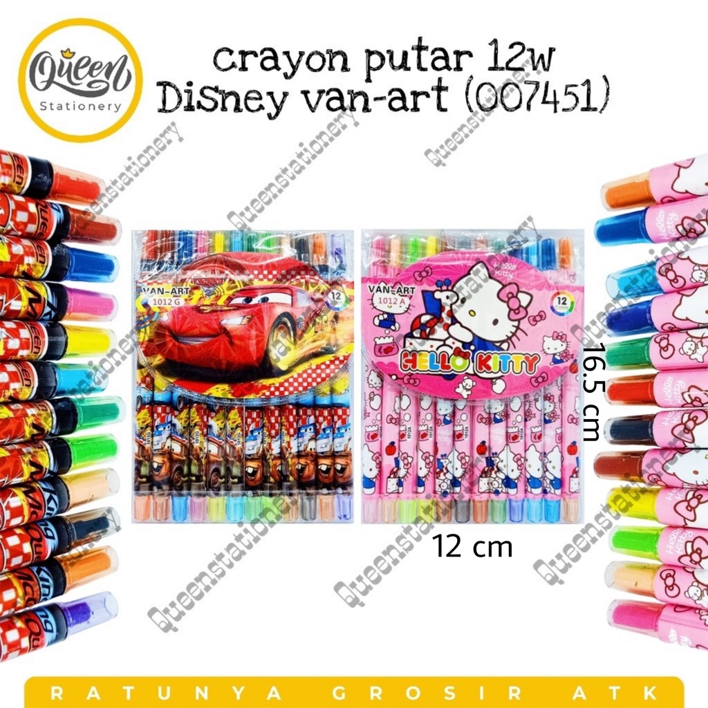 Jual 1 SET CRAYON PUTAR 12W DISNEY VAN-ART (007451) / CRAYON MEWARNAI ...