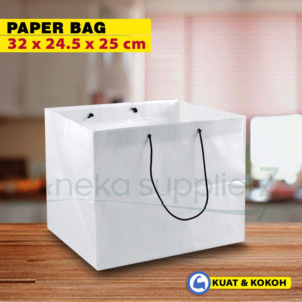 Jual Paper Bag Polos - Paper Bag | 32 x 24,5 x 25 cm - PUTIH (10 psc ...