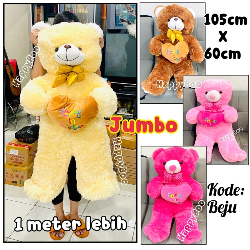 Jual boneka beruang bear love super jumbo 1 meter lebih boneka teddy ...